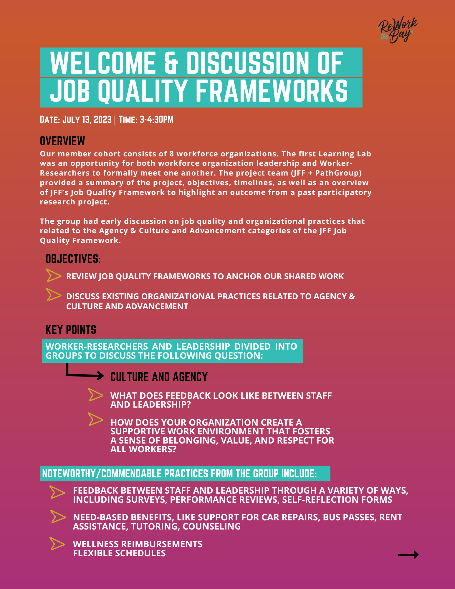 Job Quality for Workforce Providers - ReWork the Bay